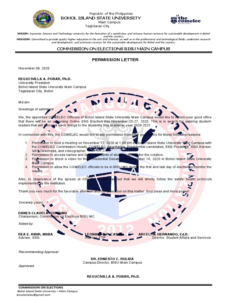 Comelec Permission Letter Final | PDF | Social Science