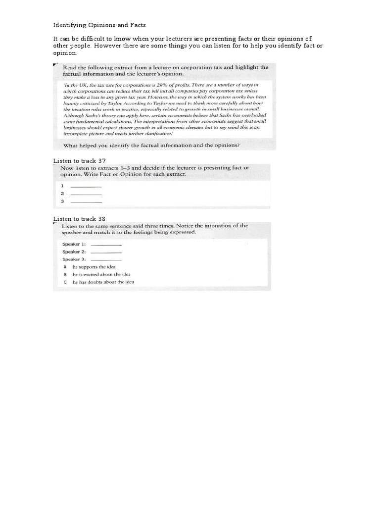 Identifying Opinions and Facts | PDF | Career & Growth | Self-Improvement