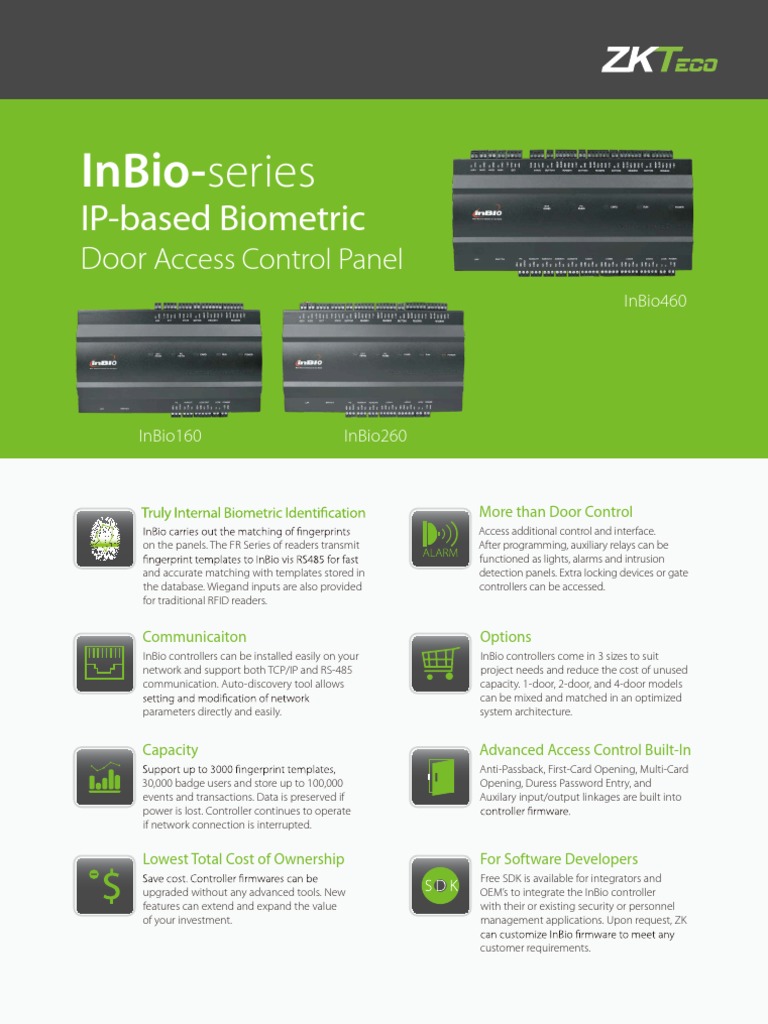 Brosur Access Door Controller - Zkteco-InBio+Series | PDF | Access ...