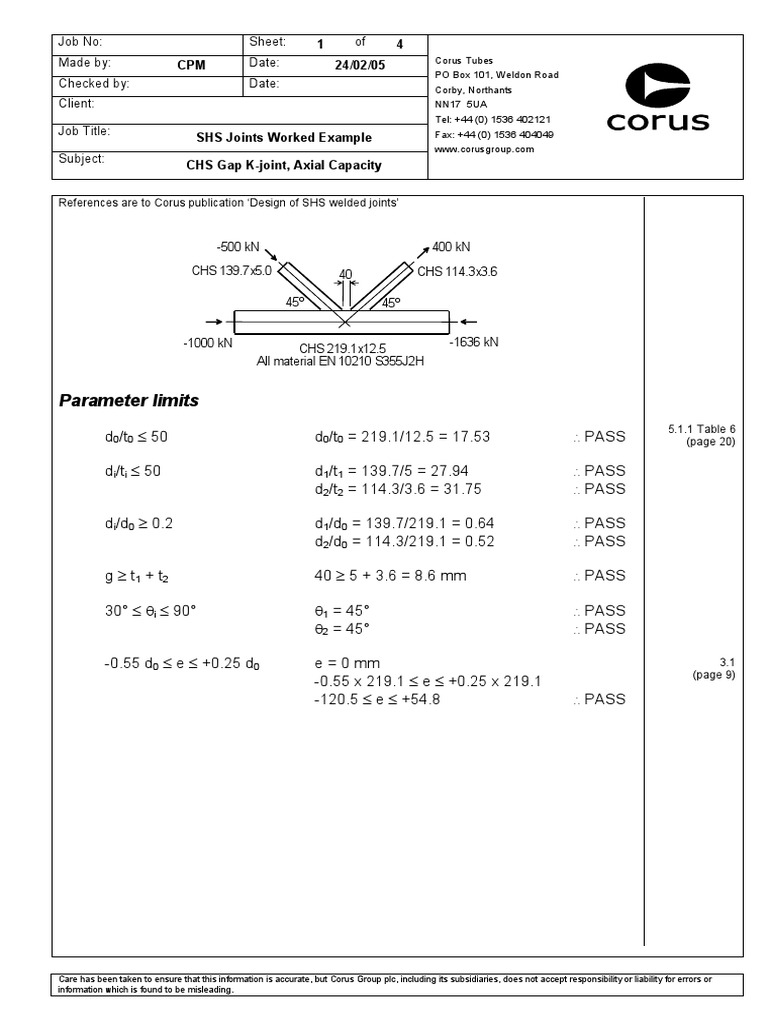 SHS Joints Worked Example - 2 | PDF | Mechanics | Applied And ...