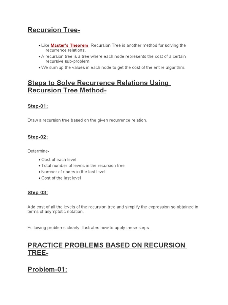 Recurssion Tree | PDF | Algorithms And Data Structures | Recurrence ...