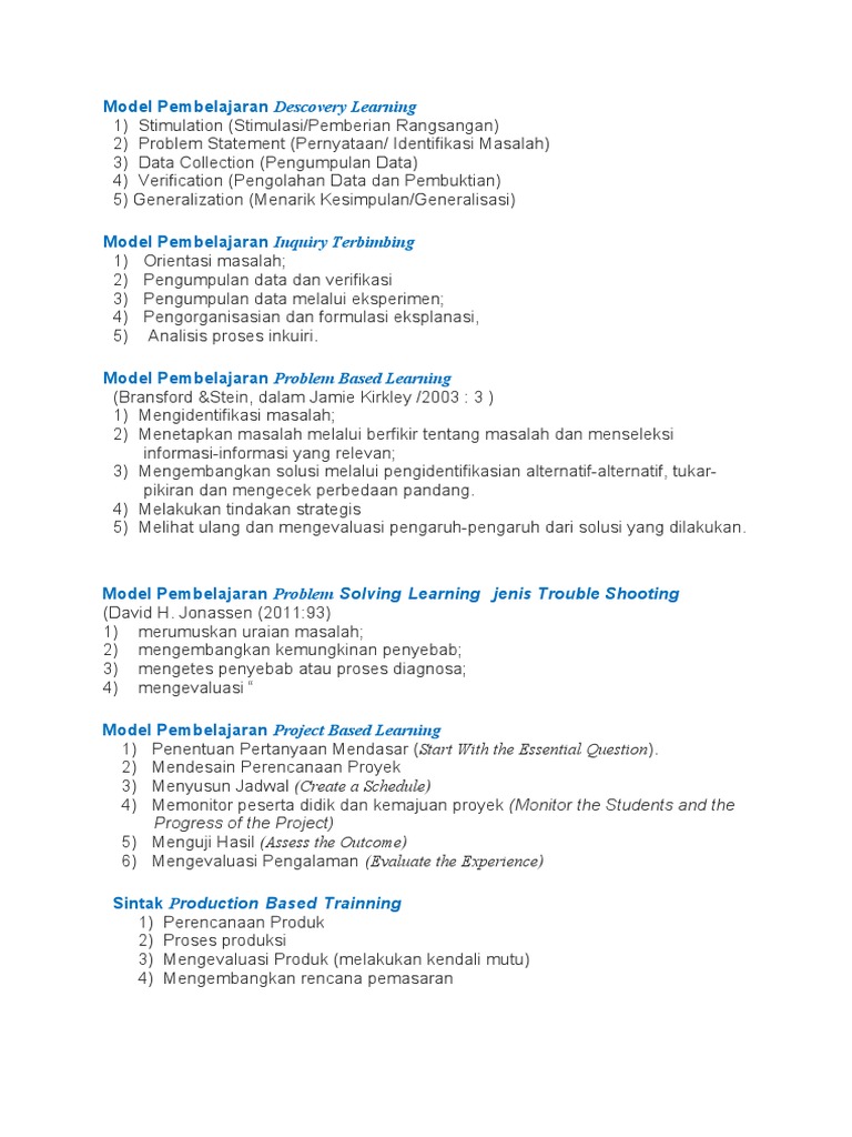 Sintak Model Model Pembelajaran | PDF
