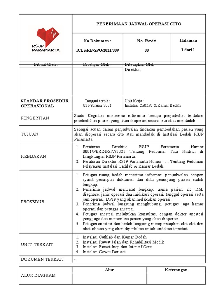 009 Penerimaan Jadwal Operasi Cito | PDF