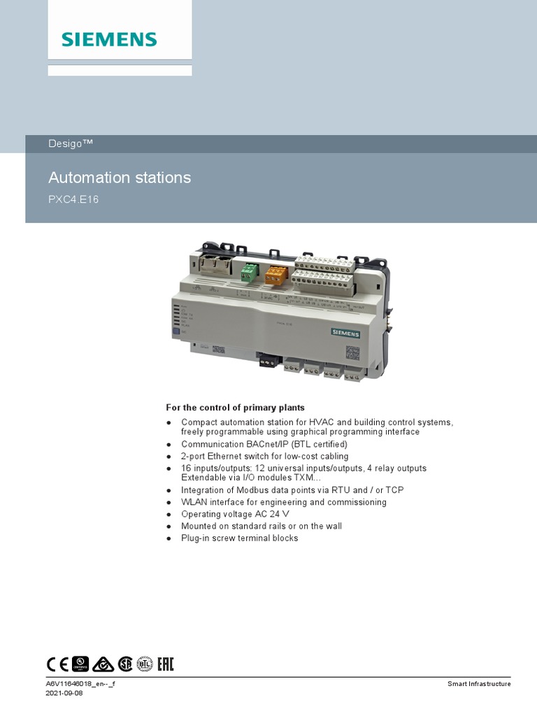 A6V12027144 - Automation Station PXC4.E16 - en | PDF | Wireless Lan ...