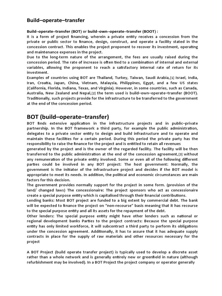 Build Operate Transfer | PDF | Economies | Business