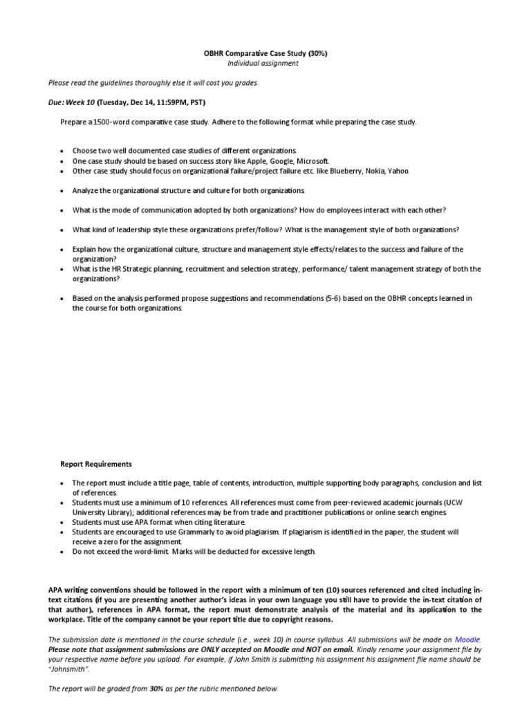 OBHR Comparative Case Study | PDF | Apa Style | Citation