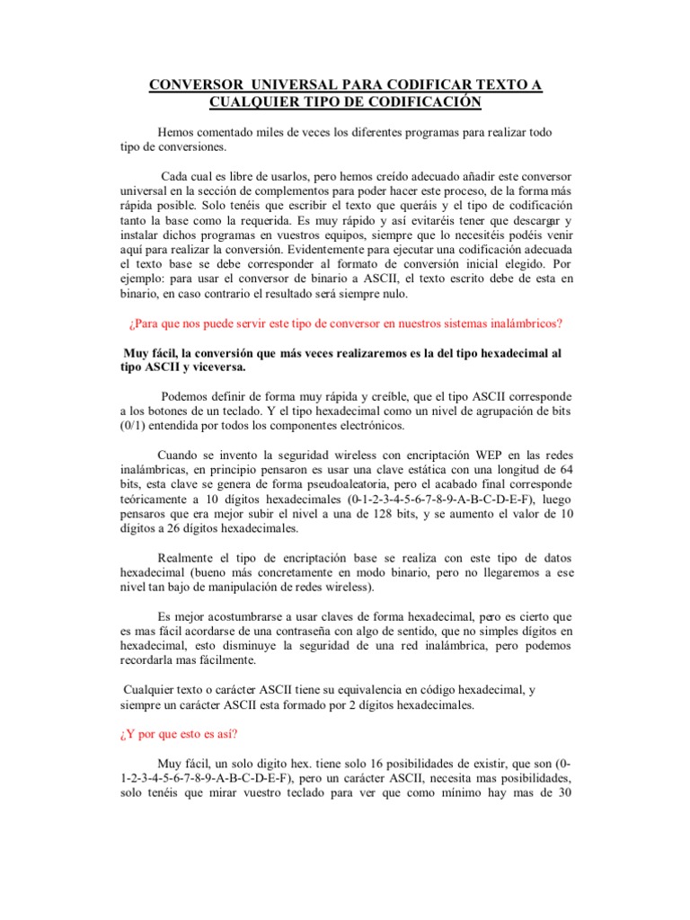 Conversor Universal para Codificar Texto A Cualquier Tipo de ...