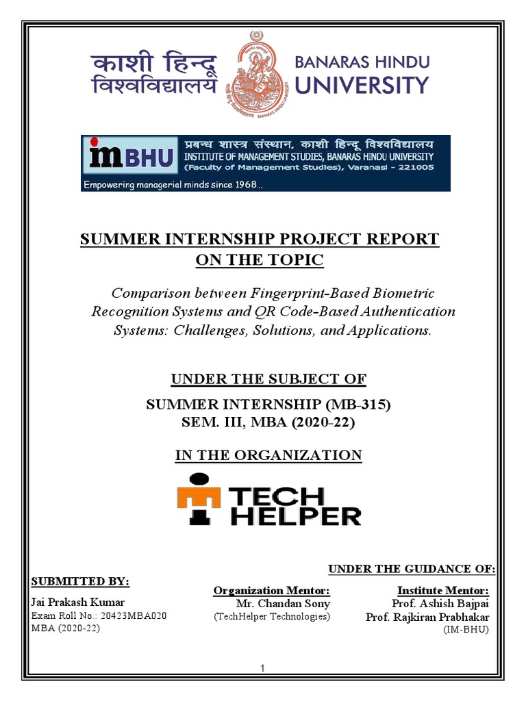 Jai Prakash Kumar (20423MBA020) Summer Internship Report | PDF ...