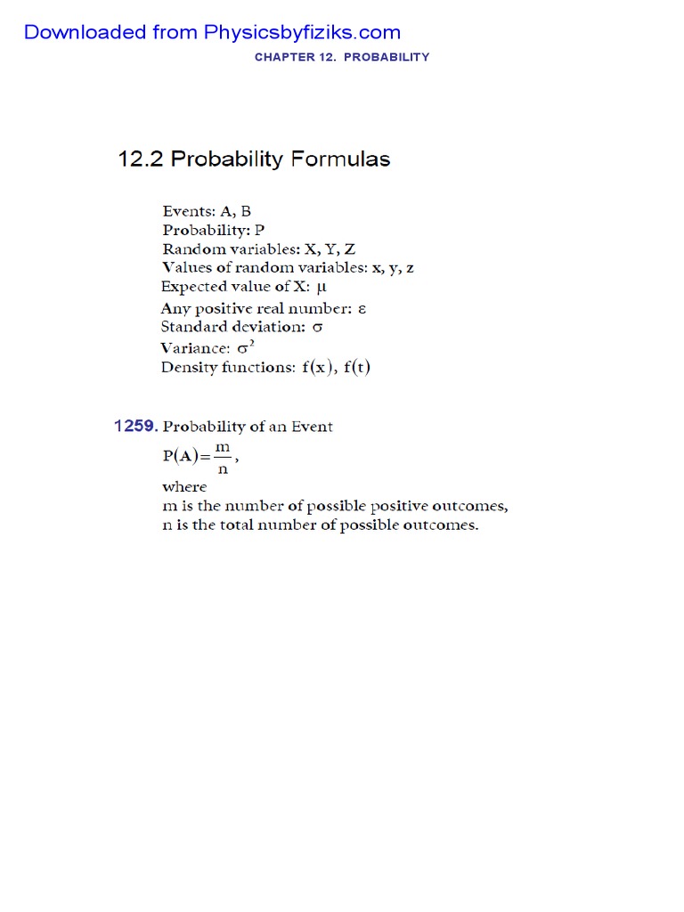 12.2 Probability - Probability Formulas | PDF