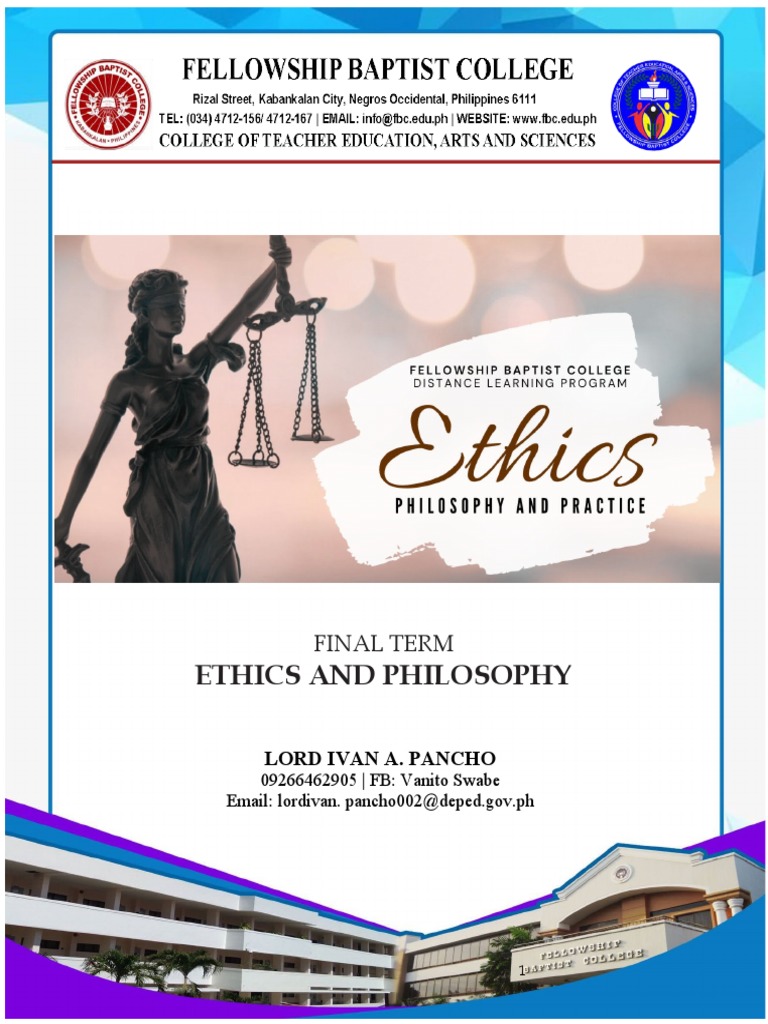 Modules in Ethics - Final | PDF | Value (Ethics) | Self Esteem