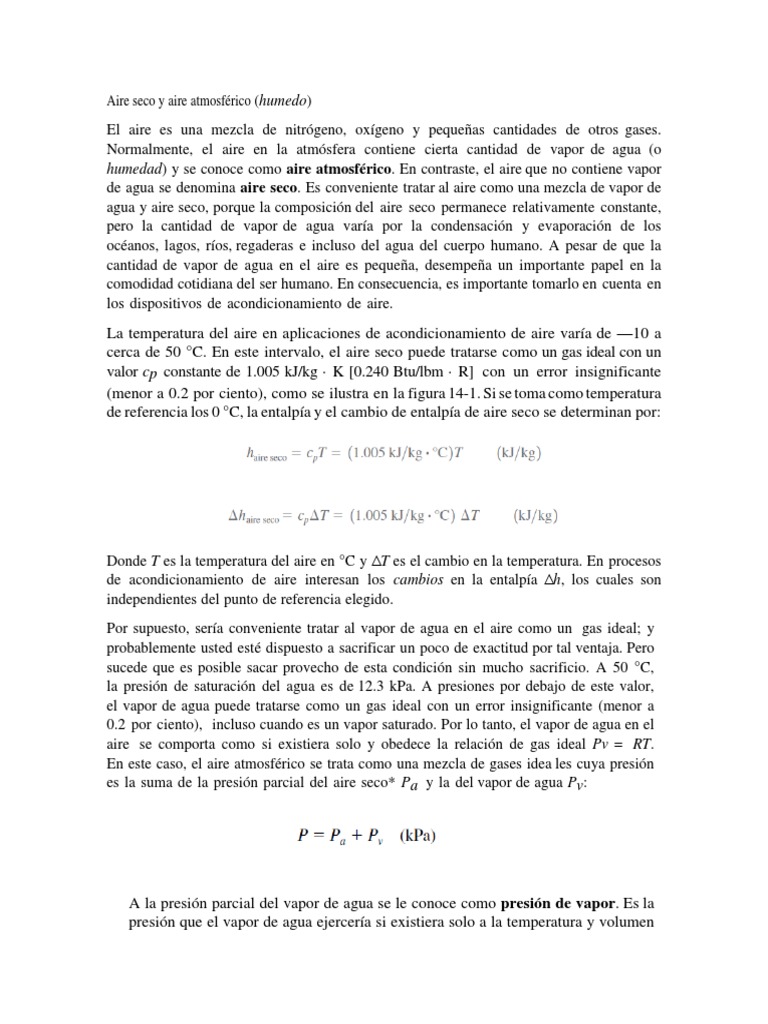 Aire seco y sus propiedades en climatización | PDF | Humedad | Gases