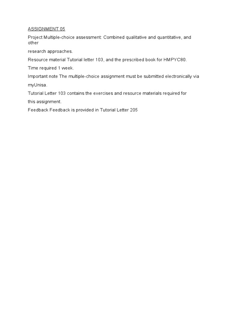 Assignment 05 - Combined research approaches MC assessment | PDF