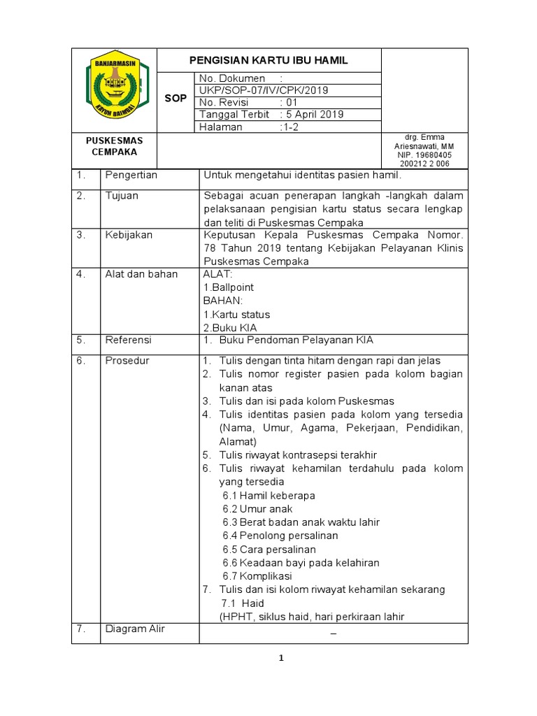 SOP Pengisian Kartu Ibu Hamil | PDF