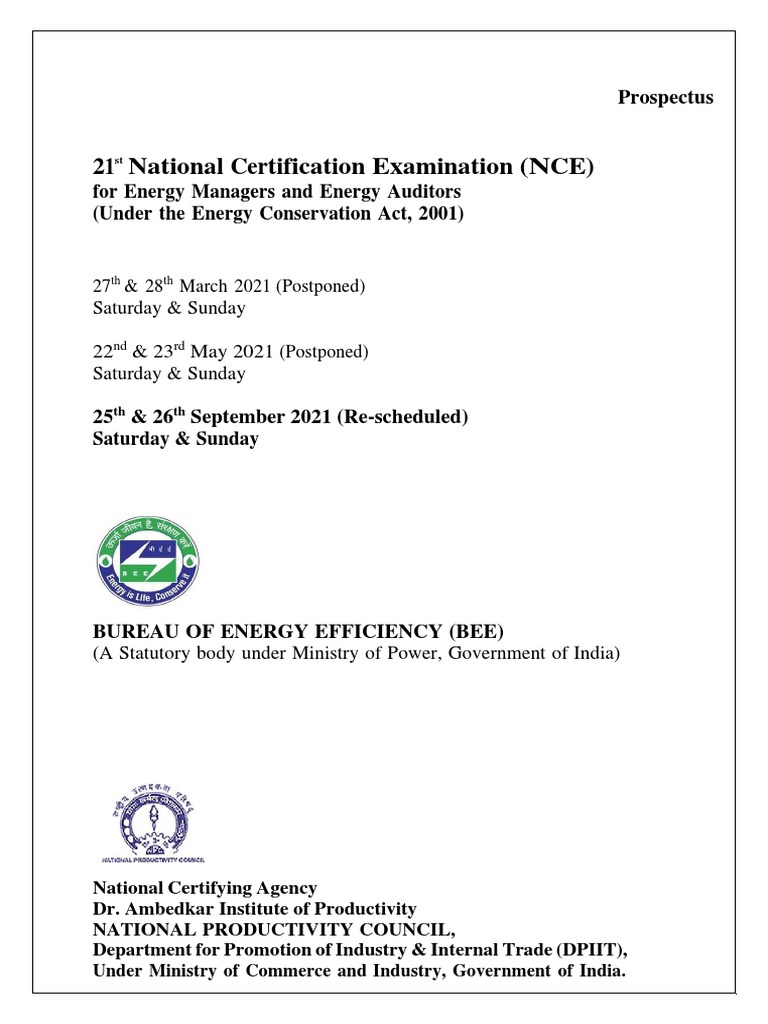 21 National Certification Examination (NCE) : Prospectus | PDF | Audit ...