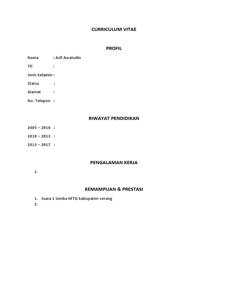 CV Asif | PDF | Karier & Perkembangan