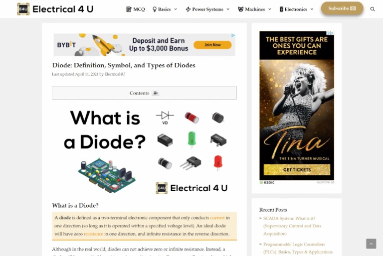 Diode - Definition, Symbol, and Types of Diodes - Electrical4U | PDF