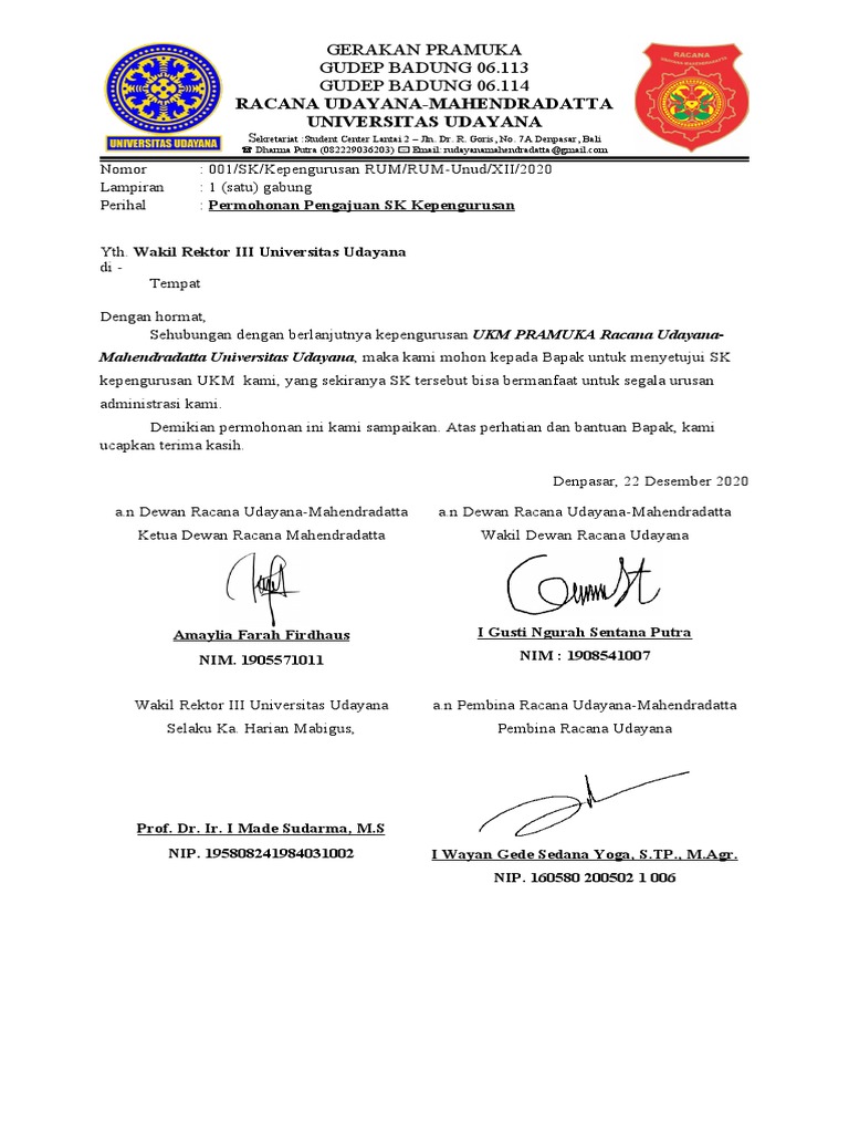 001 SK Kepengurusan Ukm | PDF