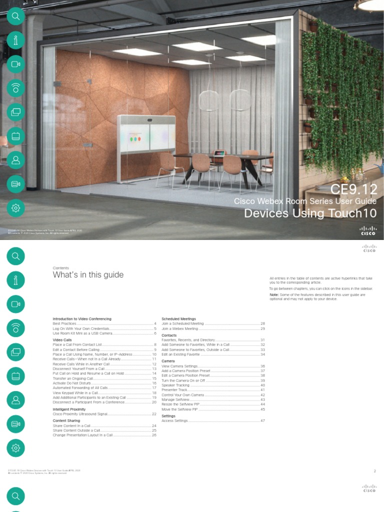 Cisco Webex Room Series User Guide: Devices Using Touch10 | PDF | Usb ...