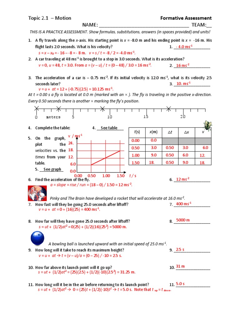 Topic 2.1 Formative Answer Key | PDF | Velocity | Euclidean Vector