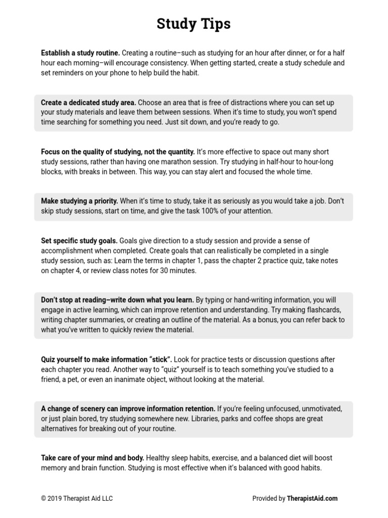 Study-Tips For Adhd | PDF | Neuropsychological Assessment | Cognition