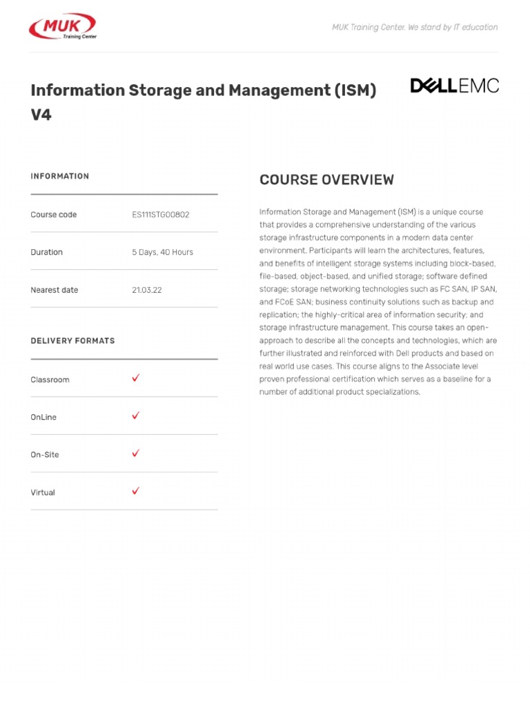 Information Storage and Management (ISM) V4 | PDF