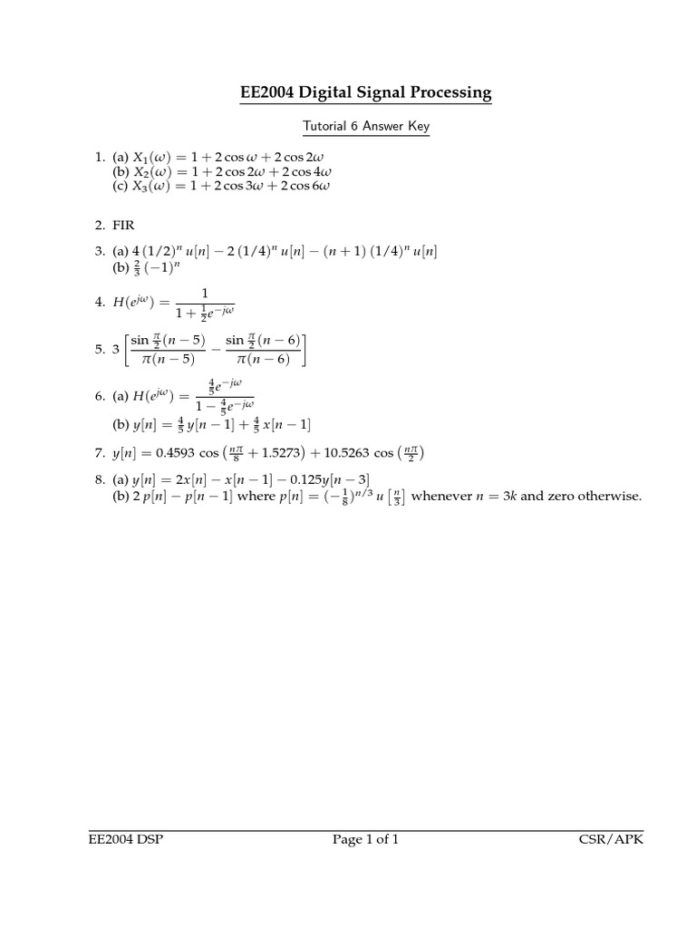 EE2004 Digital Signal Processing | PDF