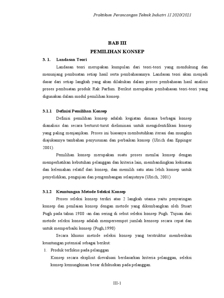 Bab Iii Pemilihan Konsep | PDF