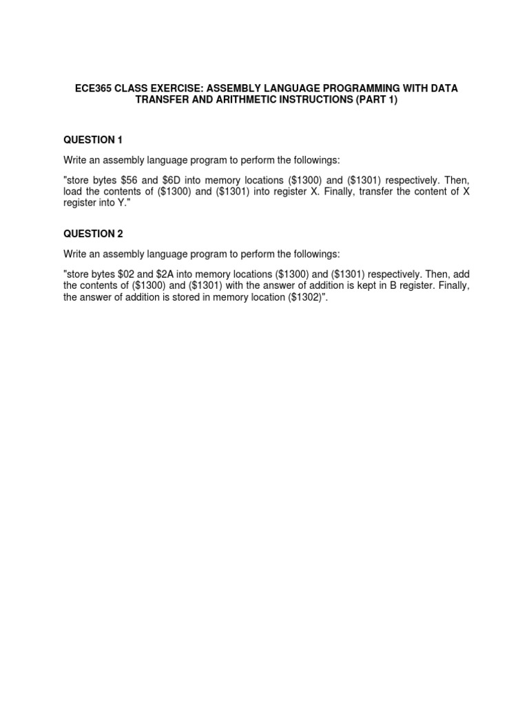 Exercise 6 Assembly Programming 1 | PDF | Computers
