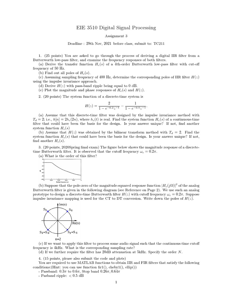 EIE3510Assignment 3 - Final | PDF | Filter (Signal Processing) | Computer Engineering