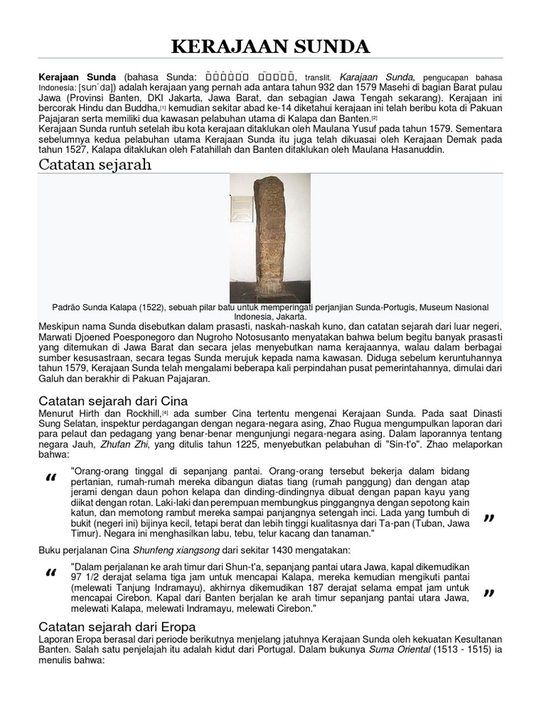 Sejarah dan Raja Kerajaan Sunda | PDF
