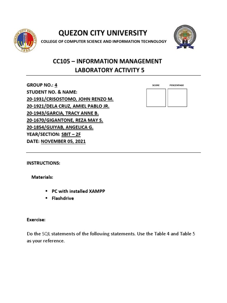 Cc105 Finals Lab-Activity #5 | PDF | Computers