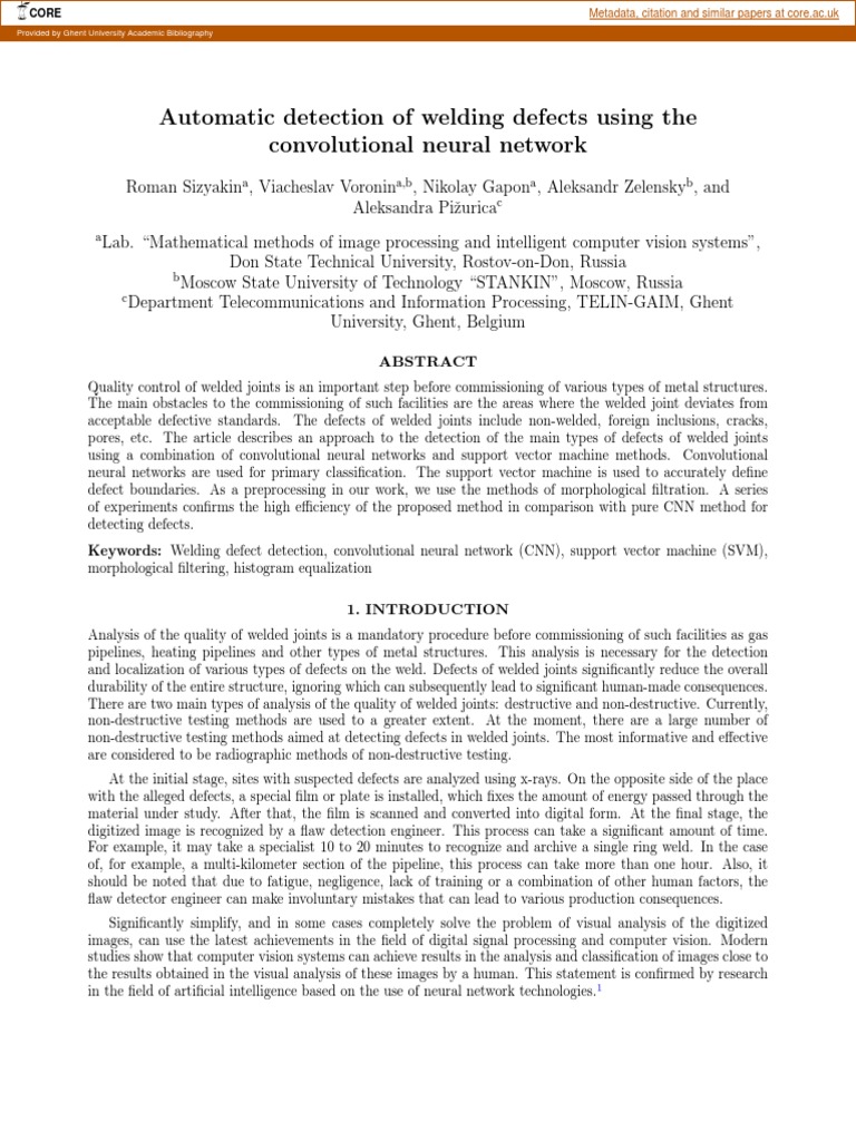 Automatic Detection of Welding Defects Using The Convolutional Neural ...