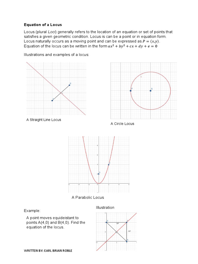 Equation of A Locus | PDF | Equations | Distance