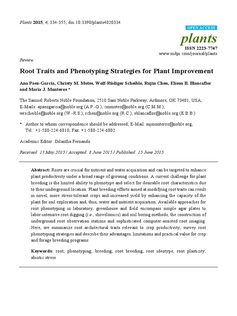 Root Traits and Phenotyping Strategies F | PDF | Plant Breeding | Root