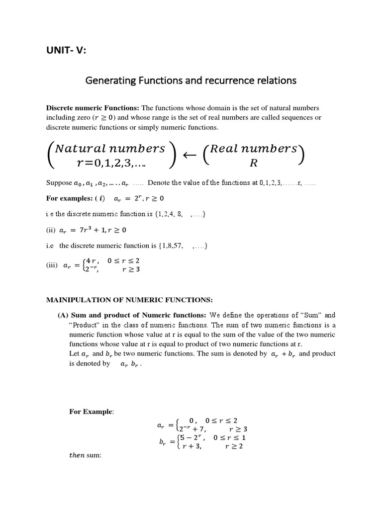 Generating Functions And Recurrence Relations Pdf Recurrence Relation Function Mathematics