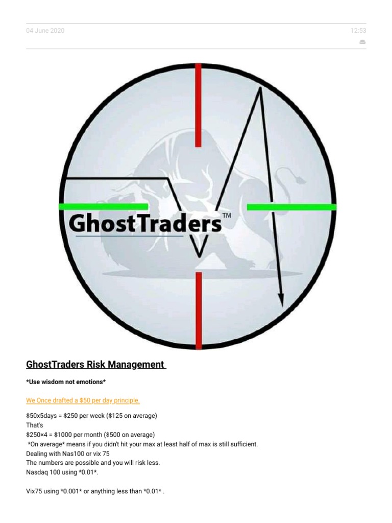 Ghost Traders Risk Management Guide | PDF