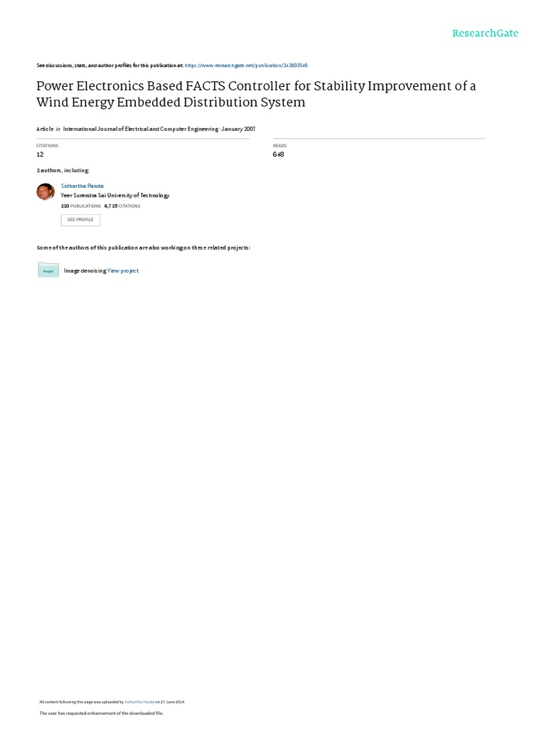 Power Electronics Based FACTS Controller For Stabi | PDF | Electric ...