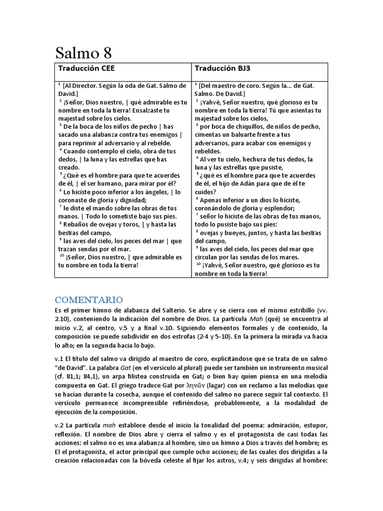 Salmo 8 | PDF | Salmos | Dios