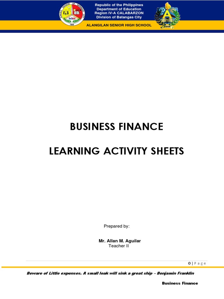 Business Finance Learning Activities | PDF | Expense | Balance Sheet