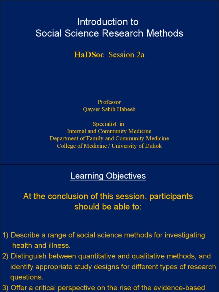 Introduction To Social Science Research Methods: Hadsoc Session 2A ...