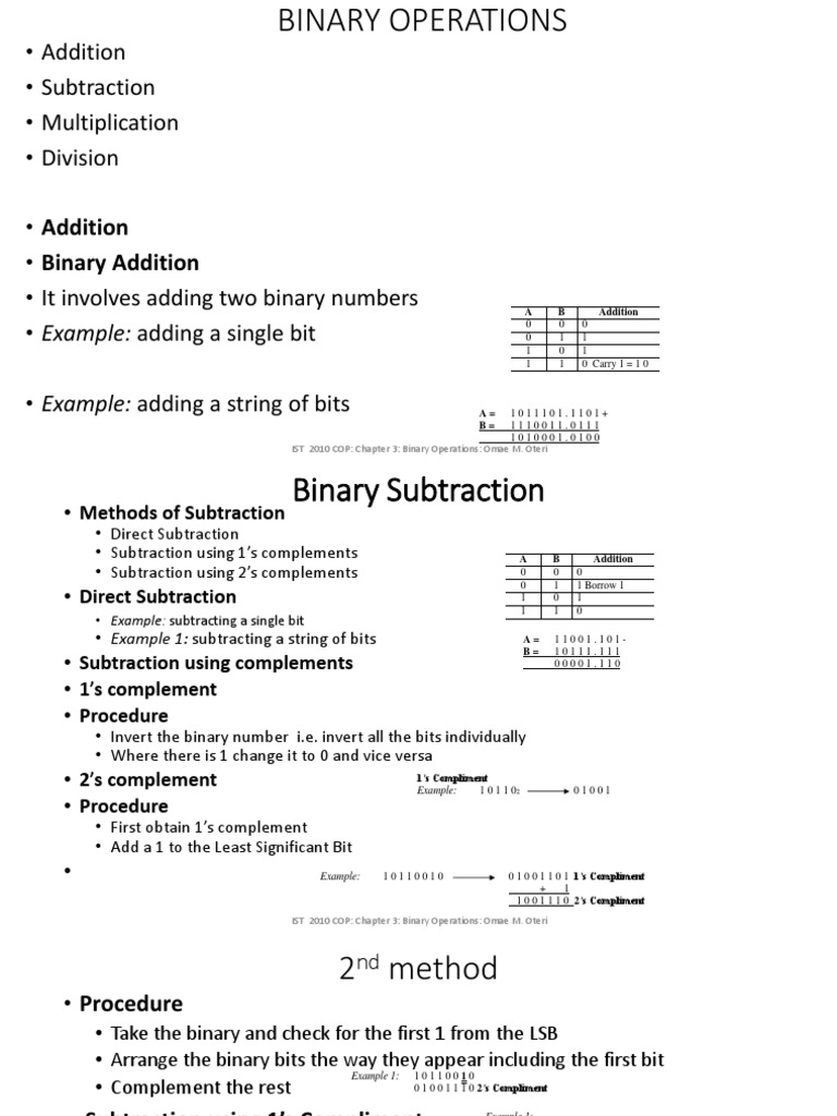 w4 Binary Operations | PDF | Subtraction | Division (Mathematics)