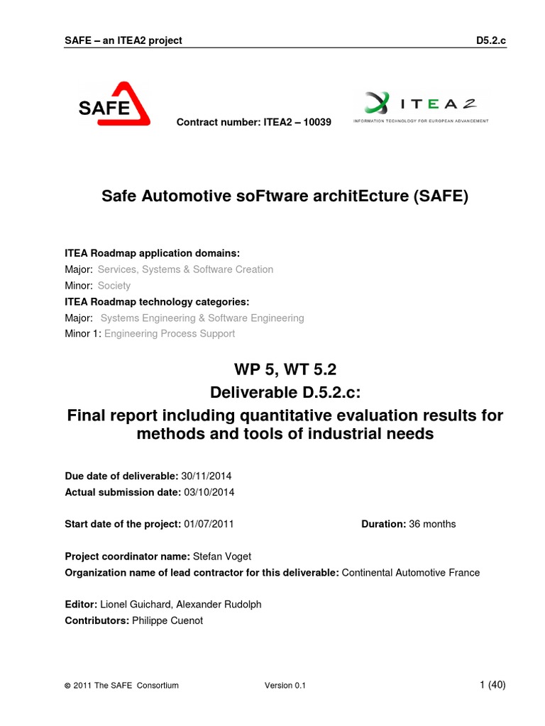 SAFE Automotive Project Evaluation Report | PDF | Safety | System