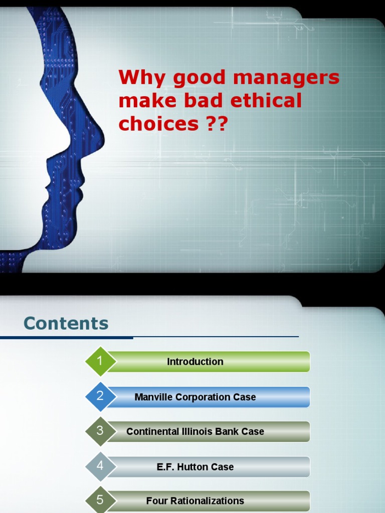 Why Good Managers Make Bad Ethical Choices Case Analysis | PDF ...