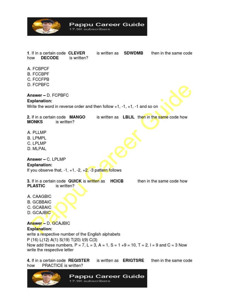 Pappu Career Guide Mindtree-Logical-Reasoning-Questions-and-Answers | PDF