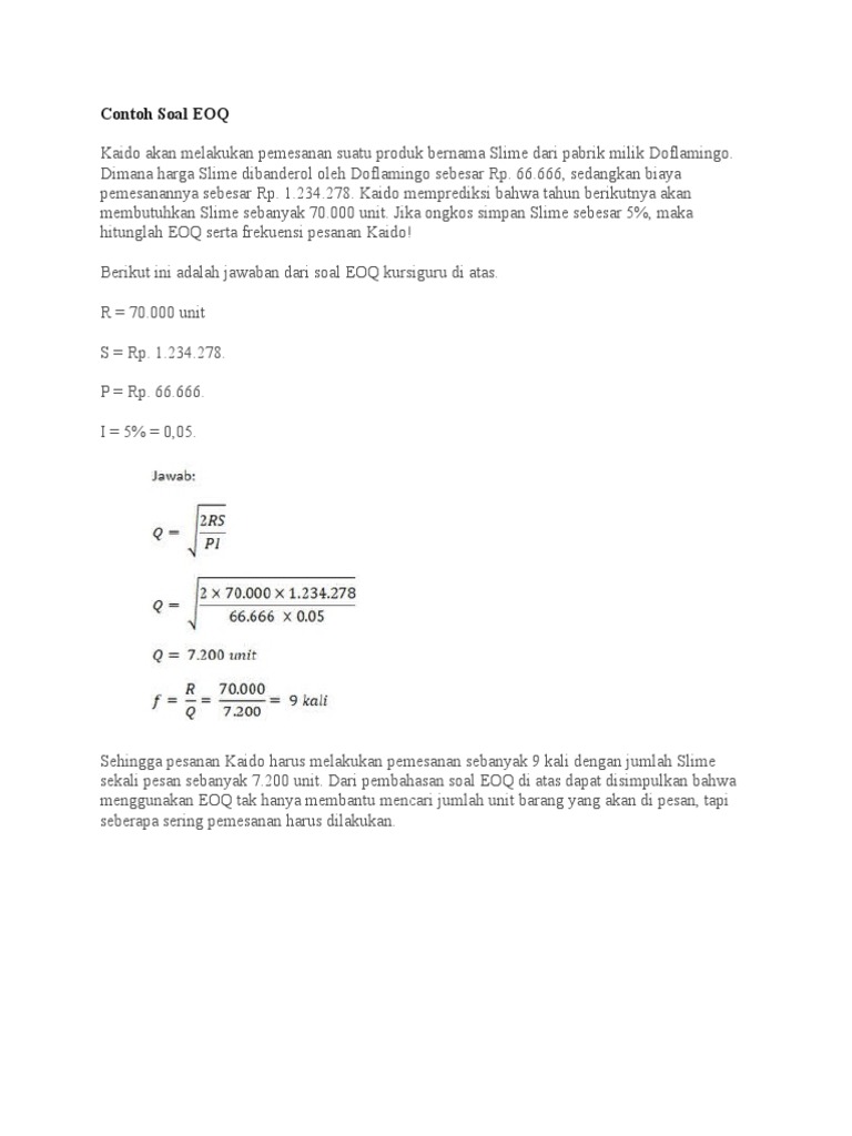 Contoh Soal EOQ | PDF