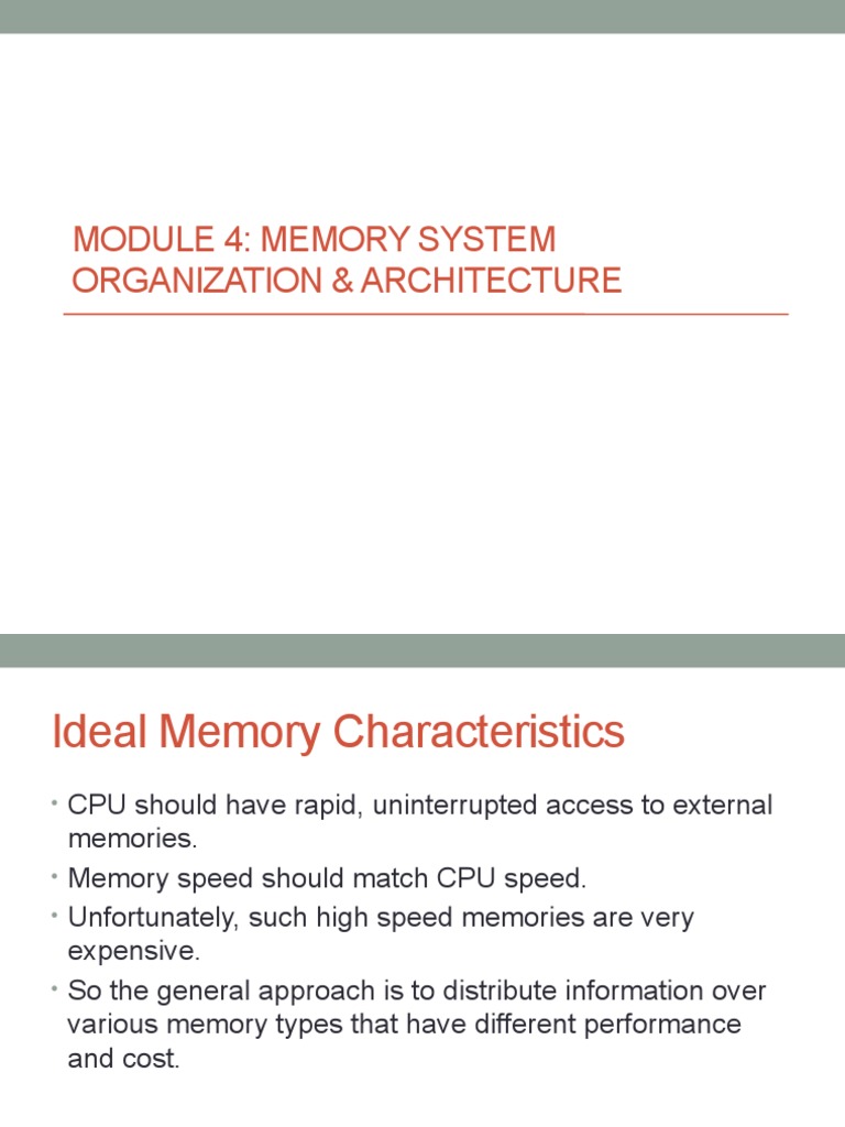 Module 4: Memory System Organization & Architecture | PDF | Random Access Memory | Cpu Cache