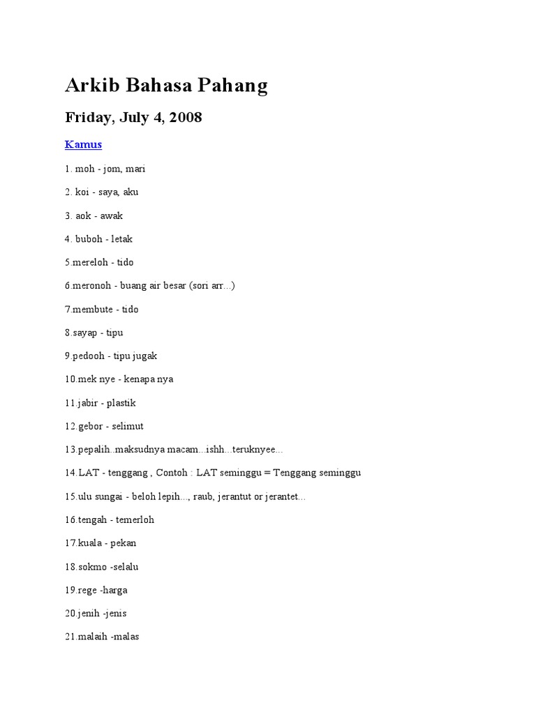 Arkib Bahasa Pahang | PDF