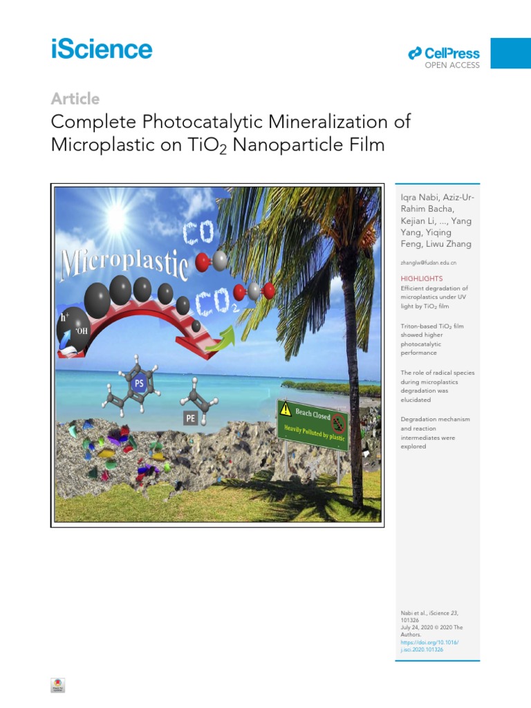 Iscience: Complete Photocatalytic Mineralization of Microplastic On Tio ...