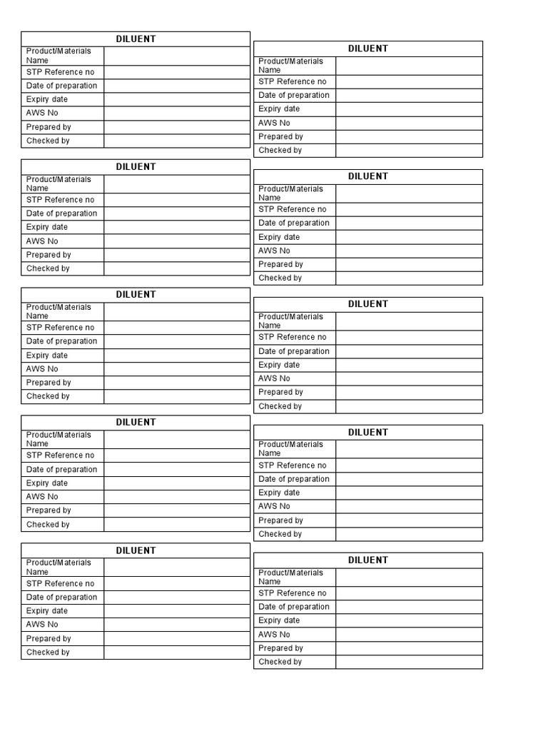 Diluent Sticker | PDF