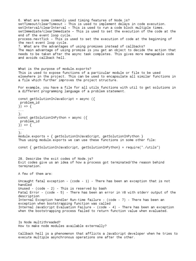 Nodejs Qanda Pdf Callback Computer Programming Software Engineering